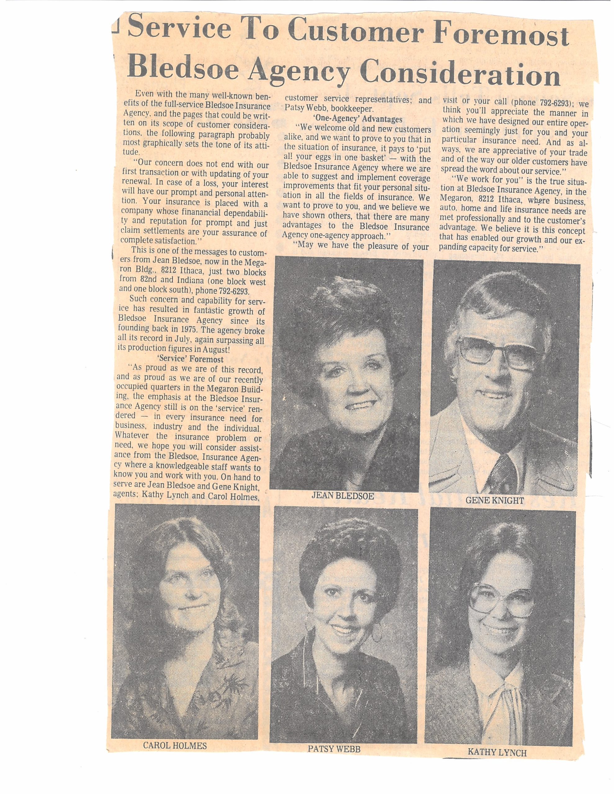 A Longstanding Commitment to Service - Bledsoe Insurance Agency, Inc.