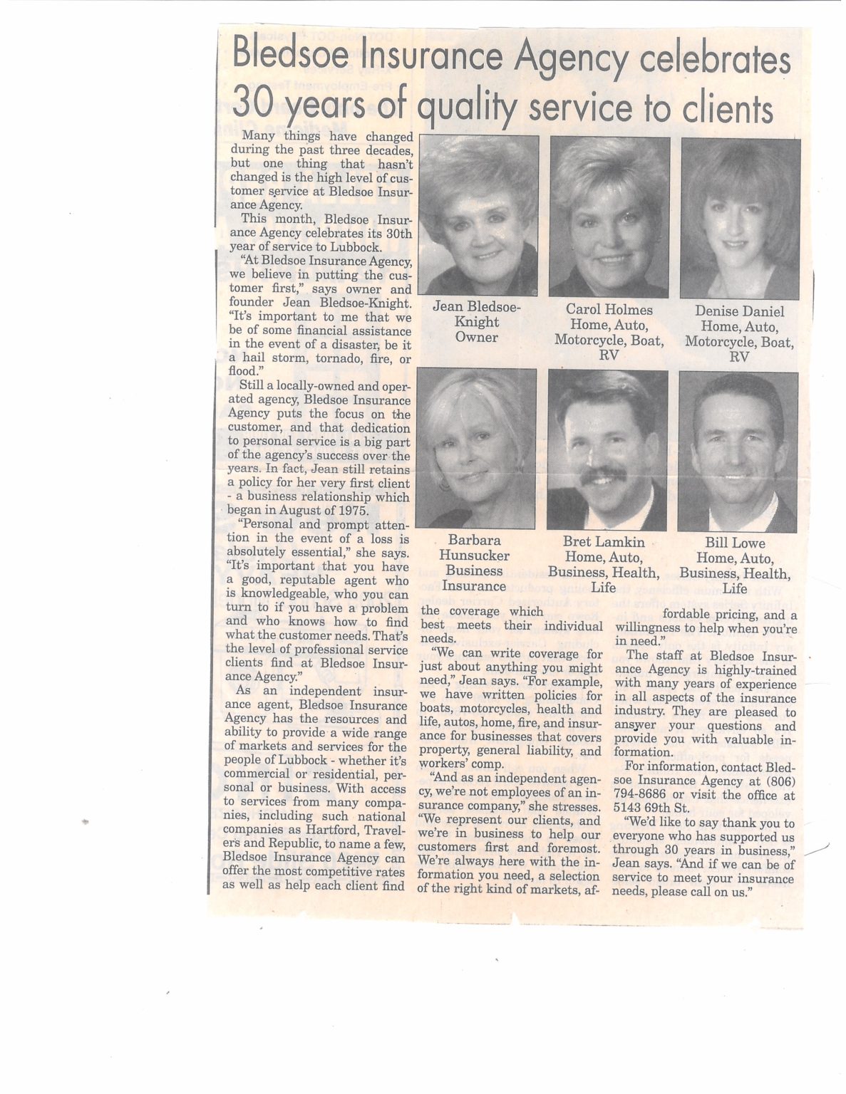 A Longstanding Commitment to Service - Bledsoe Insurance Agency, Inc.